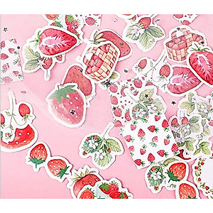 90PCS Small Cute Pink Strawberry Letter Stickers Decal Sticker Cardstock Stickers Photo Planner Stickers Korean Stationery Stickers Party Favors Kid' Stickers for DIY Arts and Crafts (Strawberry)