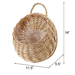 Elsjoy Hanging Wicker Basket for Plant, Decorative Wall Hanging Rattan Basket, Wicker Woven Basket Hanging Flower Basket for Front Door, Home, Garden (𝐏𝐥𝐚𝐧𝐭 𝐍𝐨𝐭 𝐈𝐧𝐜𝐥𝐮𝐝𝐞𝐝)