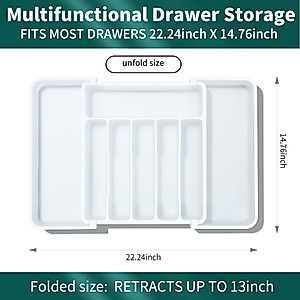 LWANWI Silverware Drawer Organizer, Expandable Utensil Tray for Kitchen, Kitchen drawer cutlery organizer,With Removable Dividers Cutlery Drawer Organizer for Spoons,Forks, Knives