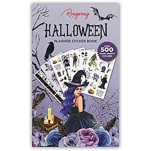Rongrong Halloween Theme Sticker Book for Planners, Calendars, Journals and Projects – Premium Quality Hand Drawn Perfect for Adding Hocus Pocus to your schedule – Scrapbook Accessories – 24 Sheets