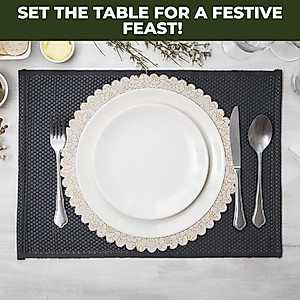 Shabby Chic Lace Placemats - Bulk Set of 50, Disposable Paper - Vintage Party Supplies, Ivory/Nude