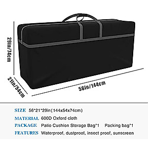 MBOOM Patio Cushion Cover Set - All Season, Quick Dry Low Maintenance Outdoor Furniture Accent Piece (Black, 56x21x29in)