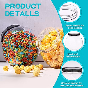 Tradder 8 Pcs Plastic Candy Jars with Lids 50 Oz Clear Cookie Jar Container Wide Mouth Storage Jars for Candy Buffet, Coffee Canister, Party Table, Laundry Detergent Holder