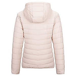 Outdoor Ventures Women's Packable Lightweight Full-Zip Puffer Jacket with Hood Quilted Winter Coat