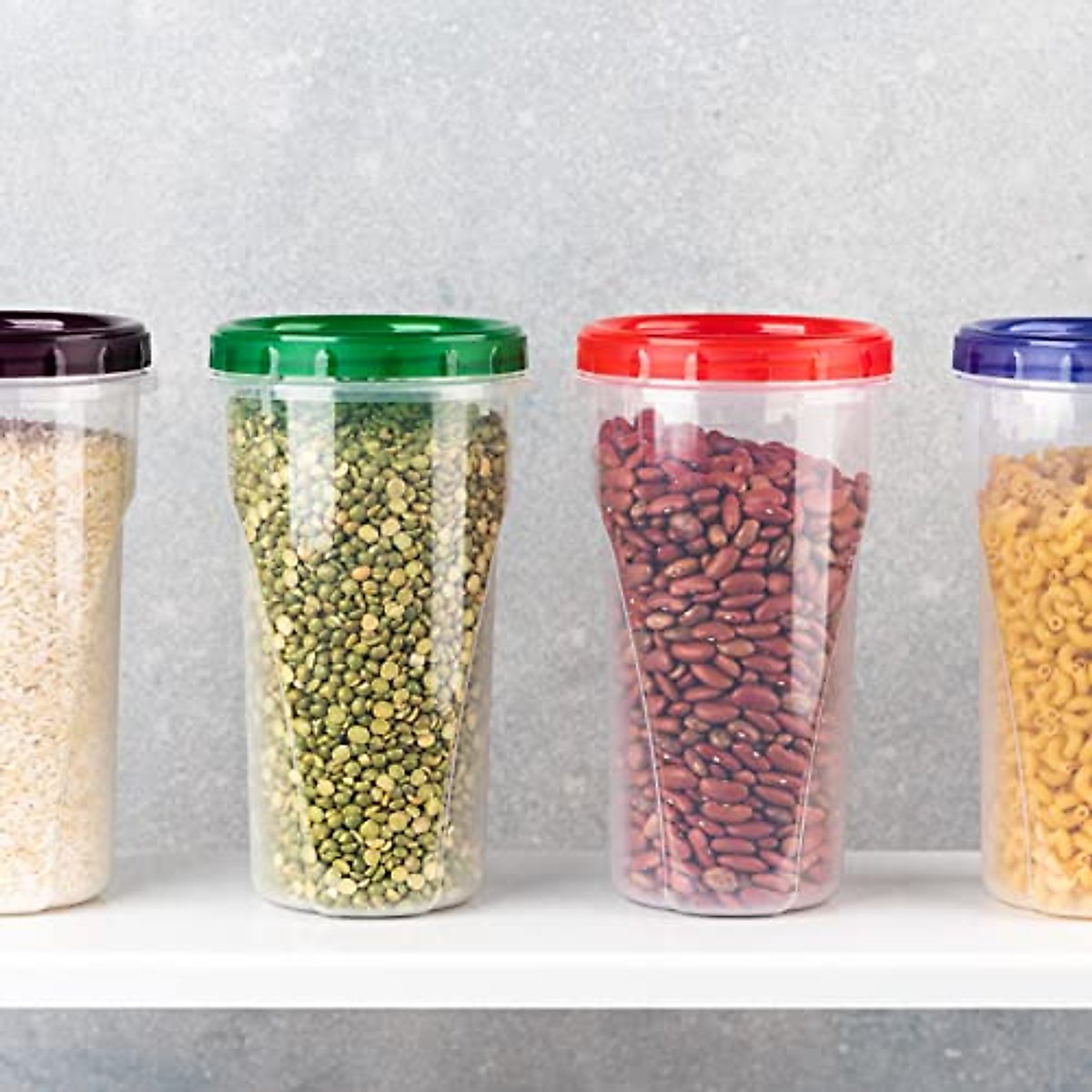 PLASTICPRO 48 Ounce Twist Top Deli Containers Clear bottom With Blue Top Twist on Lids Reusable, Stackable, Food Storage Freezer Container Pack of 4 (Blue)