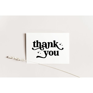 TRENDY FOX Retro 4x6 Thank You Cards with Envelopes 25 Pack, Bridal Shower Thank You Card, Blank Thank You Notes, Baby Shower or Wedding Thank You Cards, Groovy Blank Thank You Cards