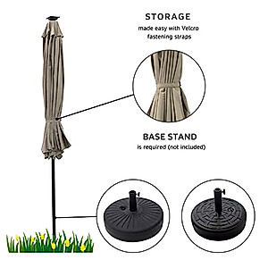 uHousDeco 9 ft Solar LED Patio Umbrella Umbrella, Auto Control and Rotatable Design Taupe