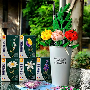 Cihely Flower Bouquet Building Blocks Kits Rose 3Pack 601239, Artificial Flowers Building Project to Release Stress and Focus The Mind, for Birthday Gifts to Adults/Teens(100+ Pieces)