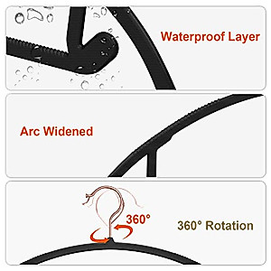 OIKA Hangers 50pack No Shoulder Bump Plastic Suit Hangers - Rose Gold Hooks,Non Slip Space Saving Clothes Hangers, Heavyduty Pants Hangers, Black Hangers