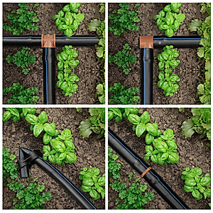 JAYEE 24P Drip Irrigation Fittings Kit for 1/2" Tubing (.600 ID), 17mm Parts- 6 Tees, 6 Couplings, 6 Elbows,6 End Cap Plugs- Barded Connectors for Rain Bird Pipe and Sprinkler Systems (24 Pieces Set)