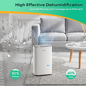 52 Pints Energy Star Dehumidifier, 4500 Sq.Ft Dehumidifier for Basement and Home, Large Room Dehumidifiers with Drain Hose & Water Tank, 24H Timer, Auto Defrost, Dry Clothes - 2024 Energy Star