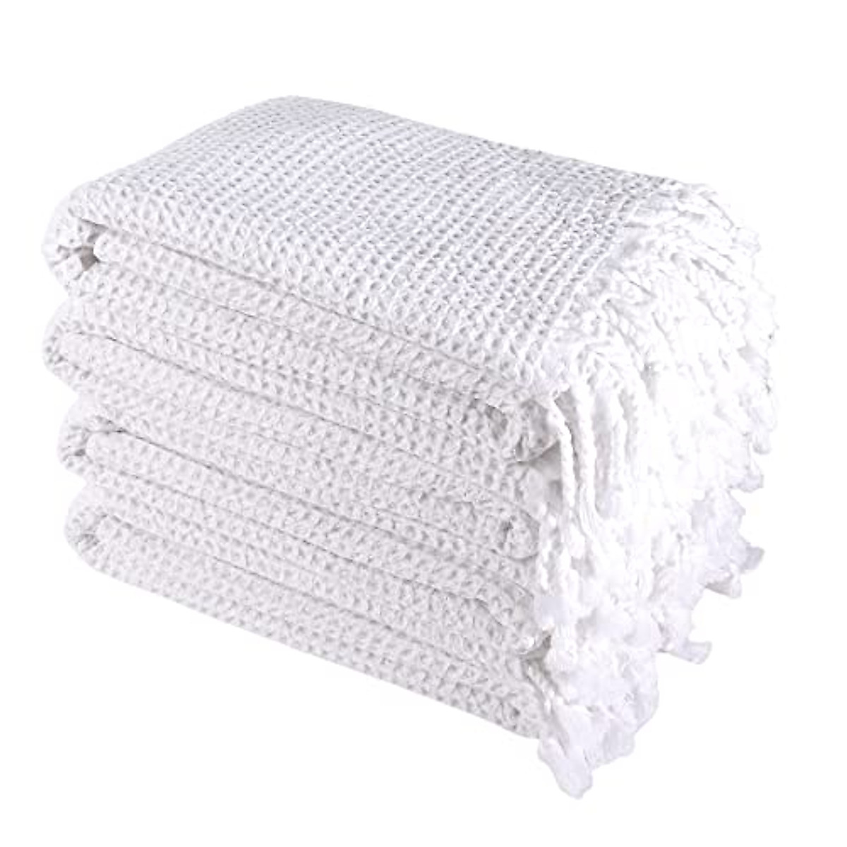 Püskül - Turkish Beach Towels Oversized Waffle - Softest 100% Turkish Cotton - 33x67 inch - White - Pack of 3 (3)