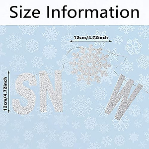 Silver Glitter Let It Snow Banner Winter Snowflake Garland Banner Wool Felt Ball Garland Pom Pom Garland for Christmas Holiday Party Decorations
