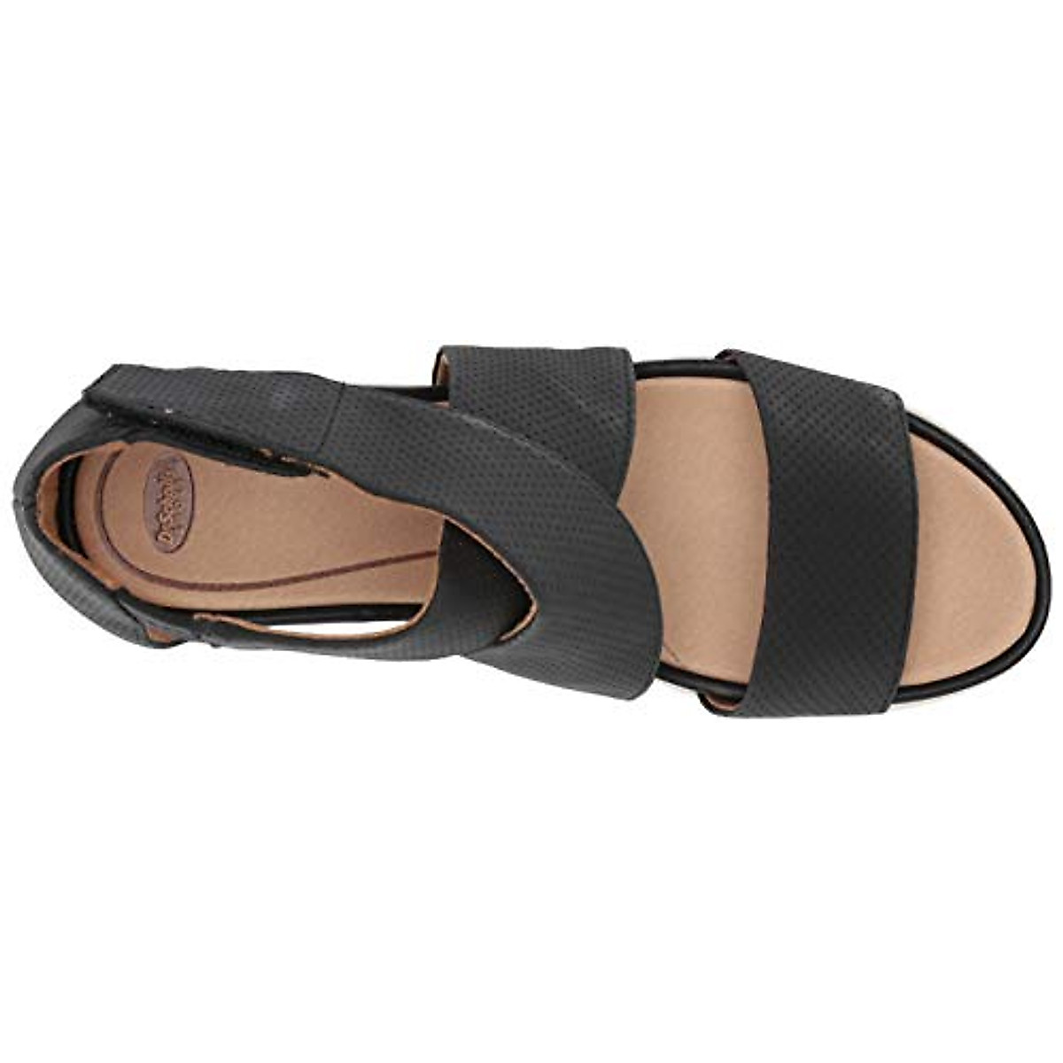 Dr. Scholl's Shoes Women's Sheena Wedge Sandal, Black Smooth Perforated, 8 M US