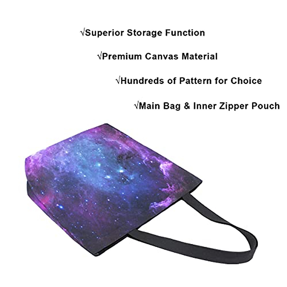 Top Handle Handbags 96 Shoulder Tote Bag Universe Galaxy Nebula Space Tote Washed Canvas Purses Bag for Women Girls