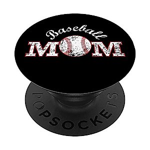 Baseball Mom Black PopSockets PopGrip: Swappable Grip for Phones & Tablets