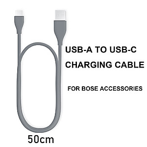 QC45 Charger Cable Replacement USB-C Charge Cord Compatible for Bose Noise Cancelling 700, QuietComfort 45 Headsets, QuietComfort Earbuds II, SoundLink Flex, Sleepbuds 2, Sport Earbuds (50cm/Grey)