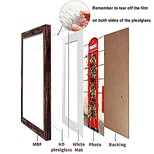 SESEAT 16x20 Picture Frame Brown, Display Pictures 11x14 with Mat or 16x20 without Mat, Photo Frames Wall Gallery, 1 Pack