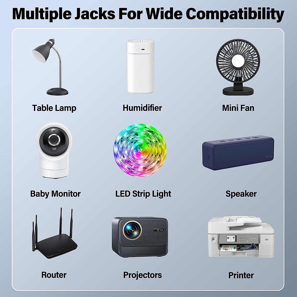 PERFEIDY 5V 1A 0.5A Charger 5.0V 1.0A AC Adapter 5W Power Supply DC 5V 1000mA 800mA 600mA 500mA Adaptor Regulated Transformer Cord with 10 Interchangeable Jacks Plug UL Listed