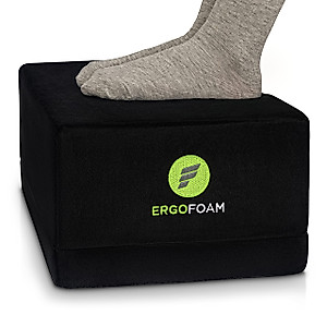 ErgoFoam XL Foot Rest for Stools and High Chairs - Adjustable Foot Rest for Added Height - Extra Large Premium Velvet Soft Foam Footrest (Black)