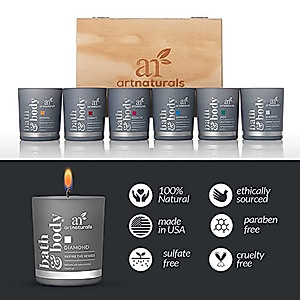 artnaturals Scented Candle Gift Set – (6 x 2 Oz / 60g) - Aromatherapy Set of Fragrance Soy Wax Candles - Made in USA with Essential Oils – for Stress Relief and Relaxation