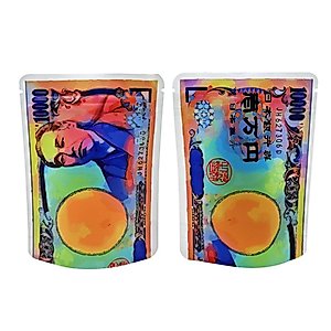 Generic 100 Pack Money Designed Dollars Japanese Yen Storage Baggies Resealable 3.5 Gram Snack Candy Bags 3.5 x 4.75 inches