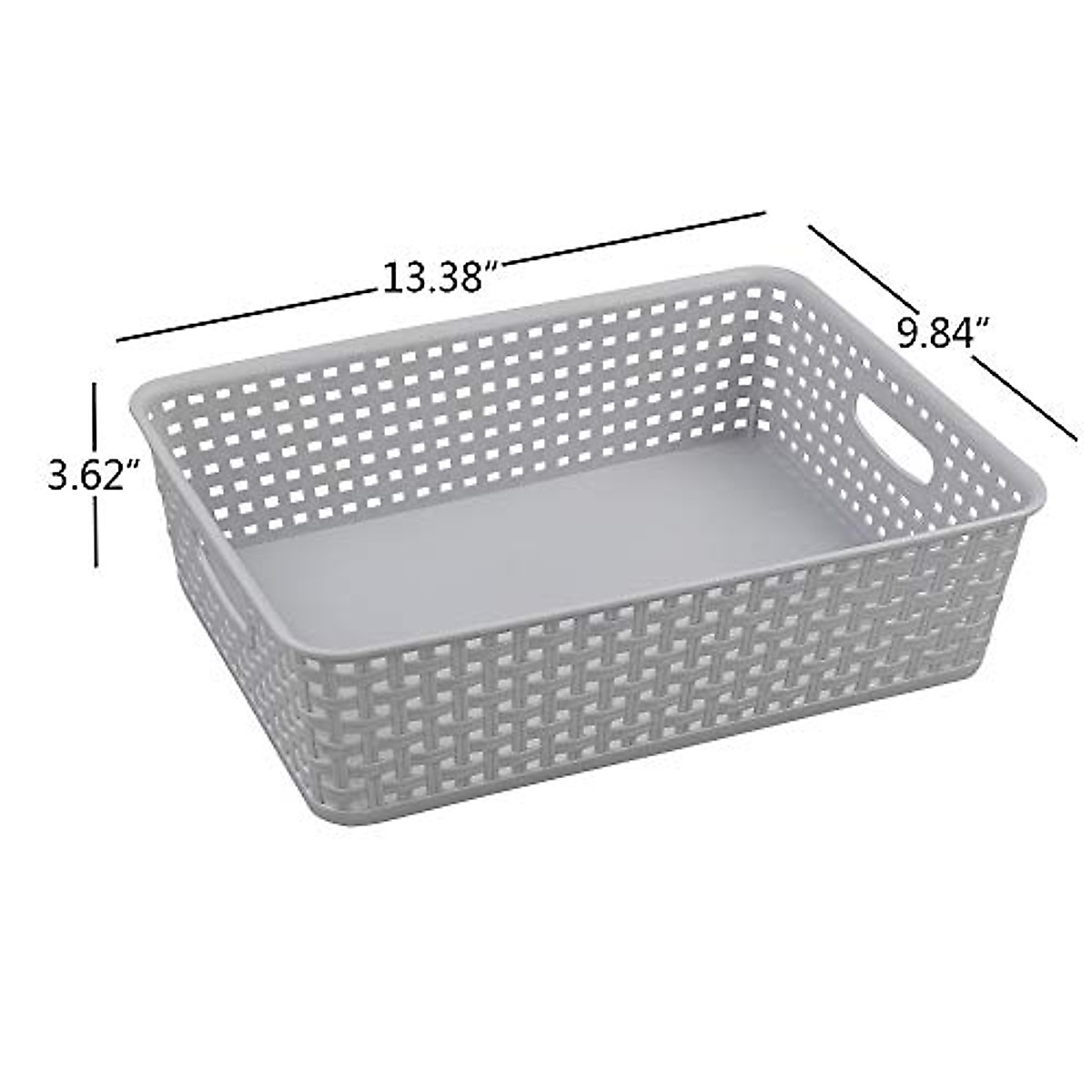 Dehouse Rectangular Plastic Storage Baskets Tray, Grey, Set of 4