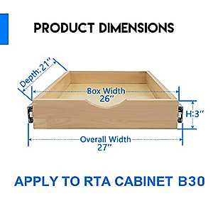 WelFurGeer Pull Out Shelves for Kitchen Cabinets, Slide Out Wood Cabinet Organizer, Pull Out Cabinet Shelf, Pantry Organizers and Storage, Wood Rack for Kitchen, Bathroom (26" Wide)