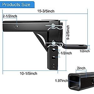 Sulythw Adjustable Trailer Hitch, Adjustable Hitch 2 inch Receiver, 8 Position 5,000 LB Capacity Heavy Duty Adjustable Drop Hitch