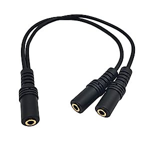 Qaoquda 9 inch Stereo 3.5mm 1-Female to Dual 2-Females Y Splitter Audio Cable & Gender Changer