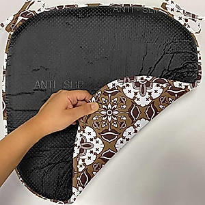 Ambesonne Chocolate Chair Seating Cushion Set of 6, Brown Toned Ancestral Batik Pattern with Floral Indonesian Motifs, Anti-Slip Seat Padding for Kitchen & Patio, 16"x16", Dark Brown White Brown