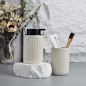 BosilunLife Foam Hand Soap Dispenser - Ceramic Foaming Soap Dispenser for Bathroom 12oz Refillable Liquid Lotion Soap Dispenser with Rust-Proof Foaming Pump for Countertop