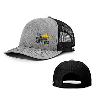 Dad Husband Man of God Cross Christian Trucker Hat - Adjustable Fit Snapback Hat - Breathable Mesh Side for Casual Wear - Running Workout & Outdoor Activities All Seasons - Baseball Cap Women and Men