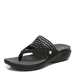 BZees Womens Cabana Sandal Flip-Flop, Black, 10 Wide US