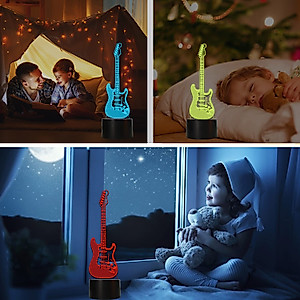 Guitar Gifts, Guitar 3D Night Light Illusion Lamp for Kids, Guitar Lover Gifts from Age 2 3 4 5 6+ Years for Girls Boys Men Women - 16 Colors Changing with Remote Control