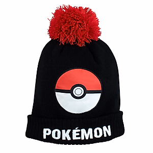 Pokemon Winter Hat and Gloves Set For Kids | Accessories for Boys and Girls | Kids Beanie Hat | Red One Size