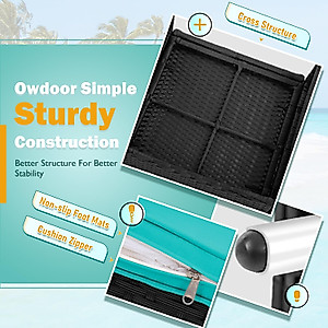 PayLessHere Set of 3 Outdoor Furniture Set Heavy Duty Patio Furniture Set Sturdy Conversation Set with 2 Rattan Chairs Glass Top Coffee Table Seat Cushions for Coffee Bar Poolside Patio Outdoor, Blue