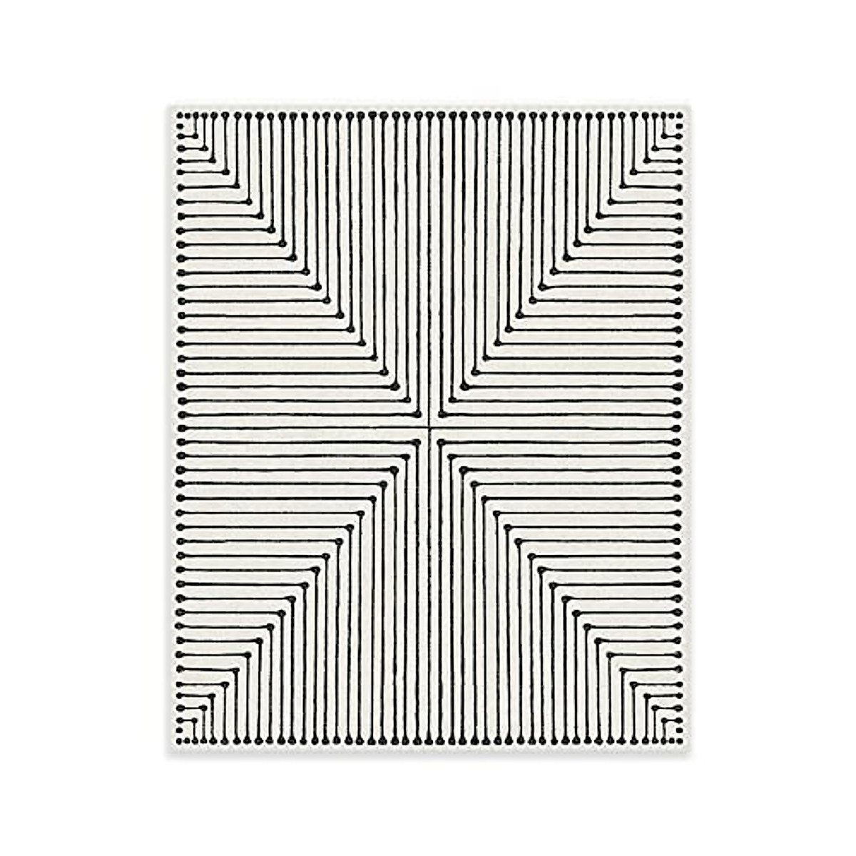 RUGGABLE x Jonathan Adler Washable Rug - Perfect Modern Area Rug for Living Room Bedroom Kitchen - Child Friendly - Stain & Water Resistant - Inkdrop Black & Ivory White 8'x10' (Standard Pad)