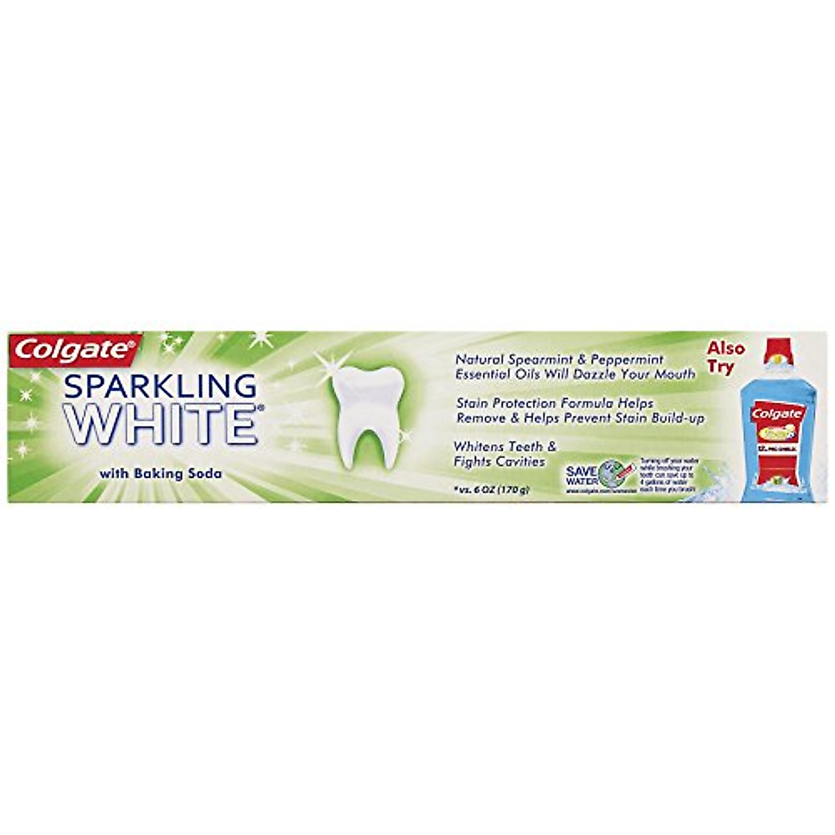 Colgate Sparkling White Whitening Toothpaste, Mint - 8 ounce (6 Pack)