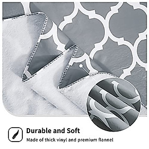 smiry Round Plastic Table Cloth, Waterproof Vinyl Tablecloth with Flannel Backing for Round Tables, Wipeable Spillproof Tablecloths for Dining, Camping, Indoor and Outdoor (60" Round, Grey)