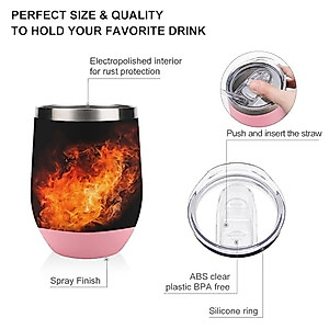WYUSPGK 304 Stainless Steel Insulated Cup, Roaring Flame Print Smooth Rim, Durable & Reusable - Perfect for Office, Home, And Travel