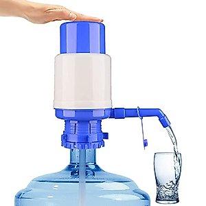 Water Bottles Pump Blue Manual Hand Pressure Drinking Fountain Pressure Pump Water Press Pump with an Extra Short Tube and Cap Fits Most 5 Gallon Water Dispenser