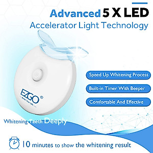 EZGO Teeth Whitening Gel Refill Pack and Remineralization Gel Teeth Whitening LED Light Combo, Non-Sensitive Teeth Whitener Sets Helps to Remove Smoking, Coffee, Wine Stains
