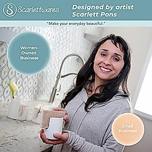 Scarlettwares Dish Sponge Holder Kitchen Sink Organizer Ceramic White Dishwasher Safe Modern Rustic Farmhouse Elegant Cute Sturdy No Rust