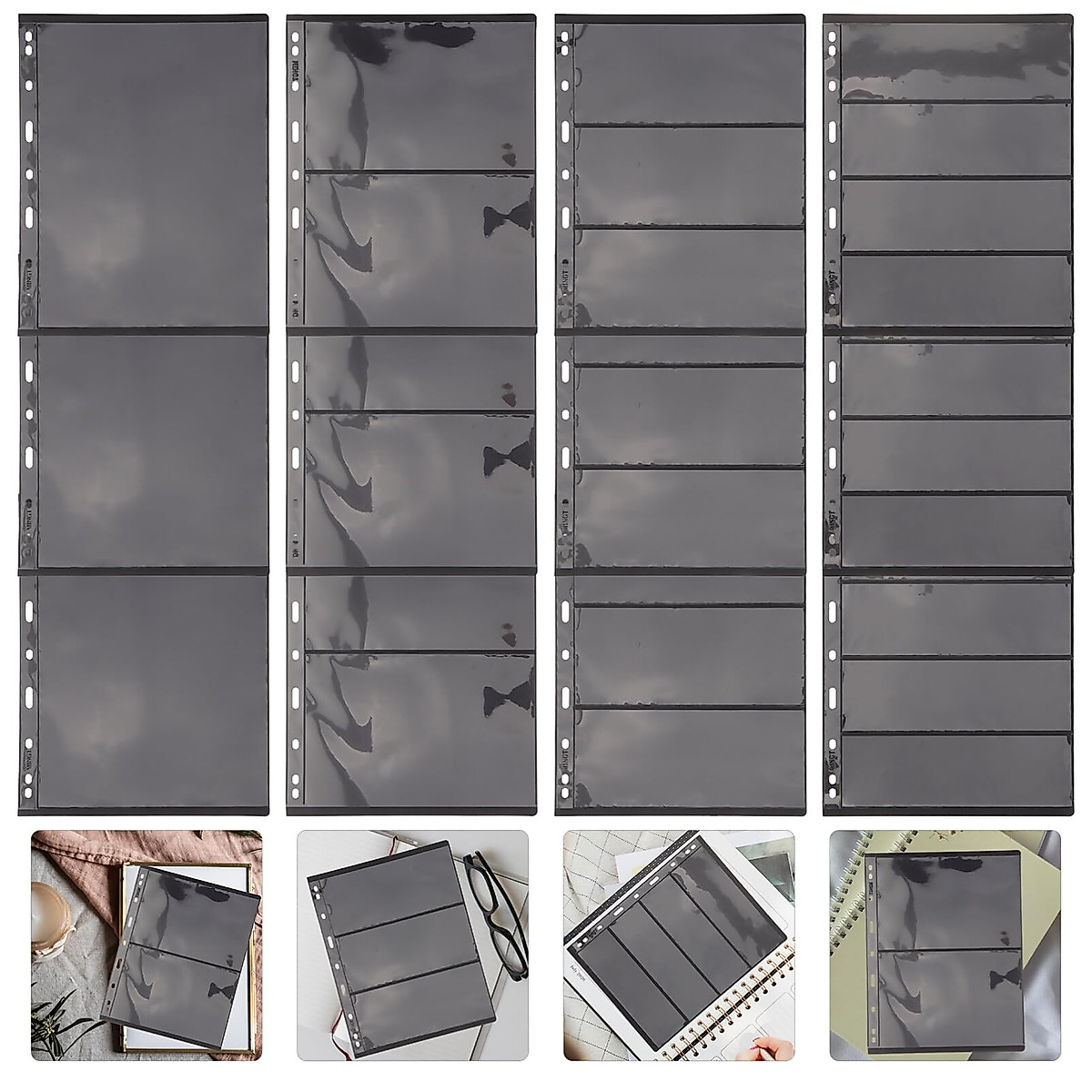 VILLCASE 20Pcs Black Binder Stamps Binder Clips Stamp Collecting Loose-Leaf Stamp Collection Insert Stamp Loose-Leaf Stamp Book Loose-Leaf Storage Holder Supplies Book Plastic Universal