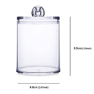 CNYEJQJC Qtip Holder Dispenser, Clear Plastic Apothecary Jars Cotton Swab Dispenser Bathroom Canister Storage Vanity Makeup Organizerwith Lids for Cotton Ball, Cotton Swab, Cotton Round Pads, Floss