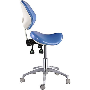 DOC.ROYAL Dental Saddle Chair Doctor's Stool PU Leather Medical Mobile Chair Two-Way Adjustment (Blue)