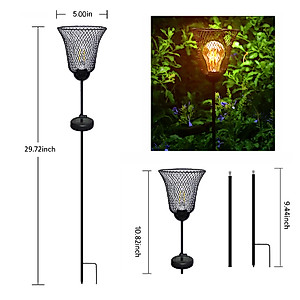 Solar Bulb Garden Light Stake - Metal Solar Bulb Stake with Warm White Edison Bulb Garden Art Lamp for Outdoor, Pathway, Yard, Lawn,Housewarming Gift