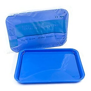 Genco Dental Procedure Trays, Autoclavable Plastic Procedure Flat Tray for Instruments (1, Blue)