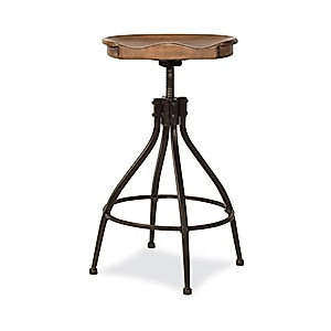 Hillsdale Worland Swivel Backless Stool, Adjustable Stool (One Stool), Brown